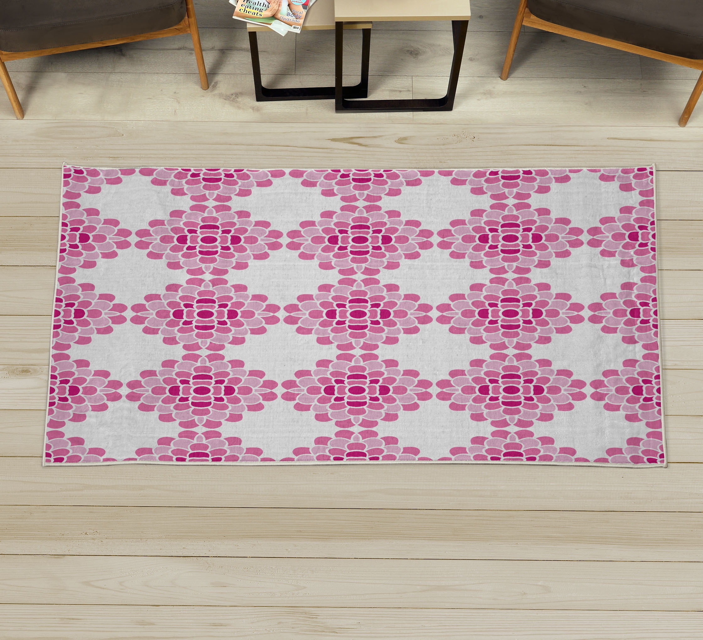 Floral Decorative Rug, Abstract Horizontal Lines Geometric Bold Thin ...