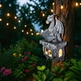 Gothic Dragon Garden Decor Set, Resin Dragon Figurines with Solar LED ...