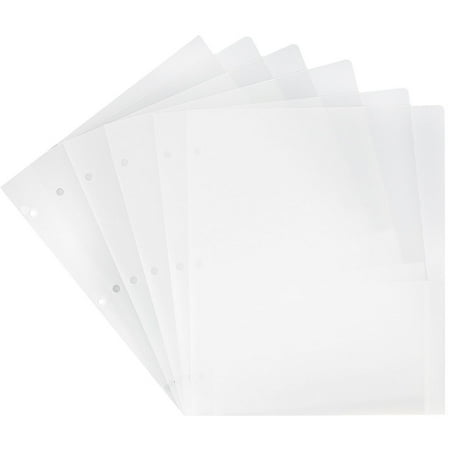 JAM PAPER Heavy Duty Plastic 3 Hole Punch Folders with Pockets - Clear ...