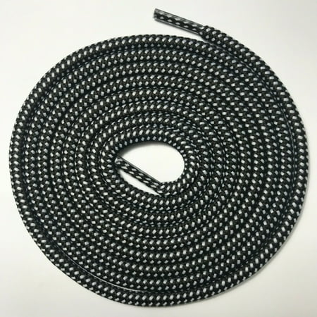 2 Pairs 5mm Thick Heavy Duty Black White Dot Round Boot Laces Shoelaces ...