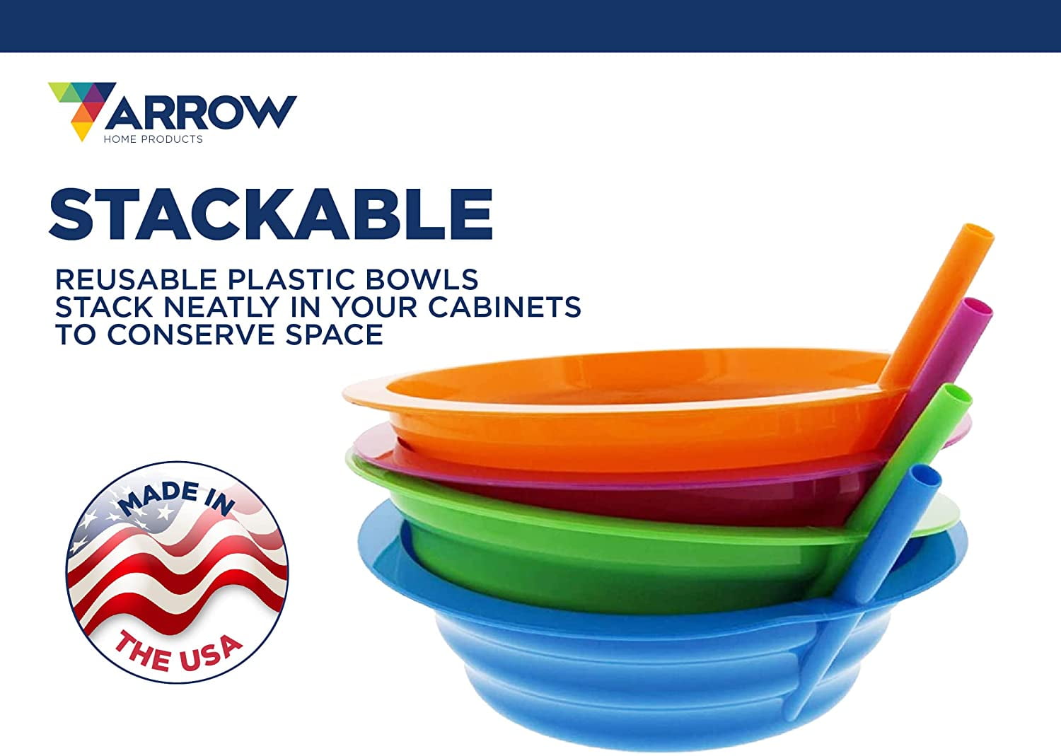 Buy Arrow Home Products Sip-A-Bowl Set, 22oz, 6pk - BPA Free Straw ...