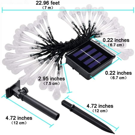 Solar string light, 22.96ft 50 LED outdoor bulb, waterproof 8 modes ...