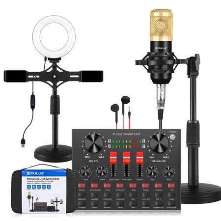 Bluetooth Microphone Live Sound Card Mixer Kits&Desktop Selfie Light ...