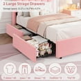 LED Twin-XL Bed Frame with Storage Headboard, 2 Drawers, Boucle ...