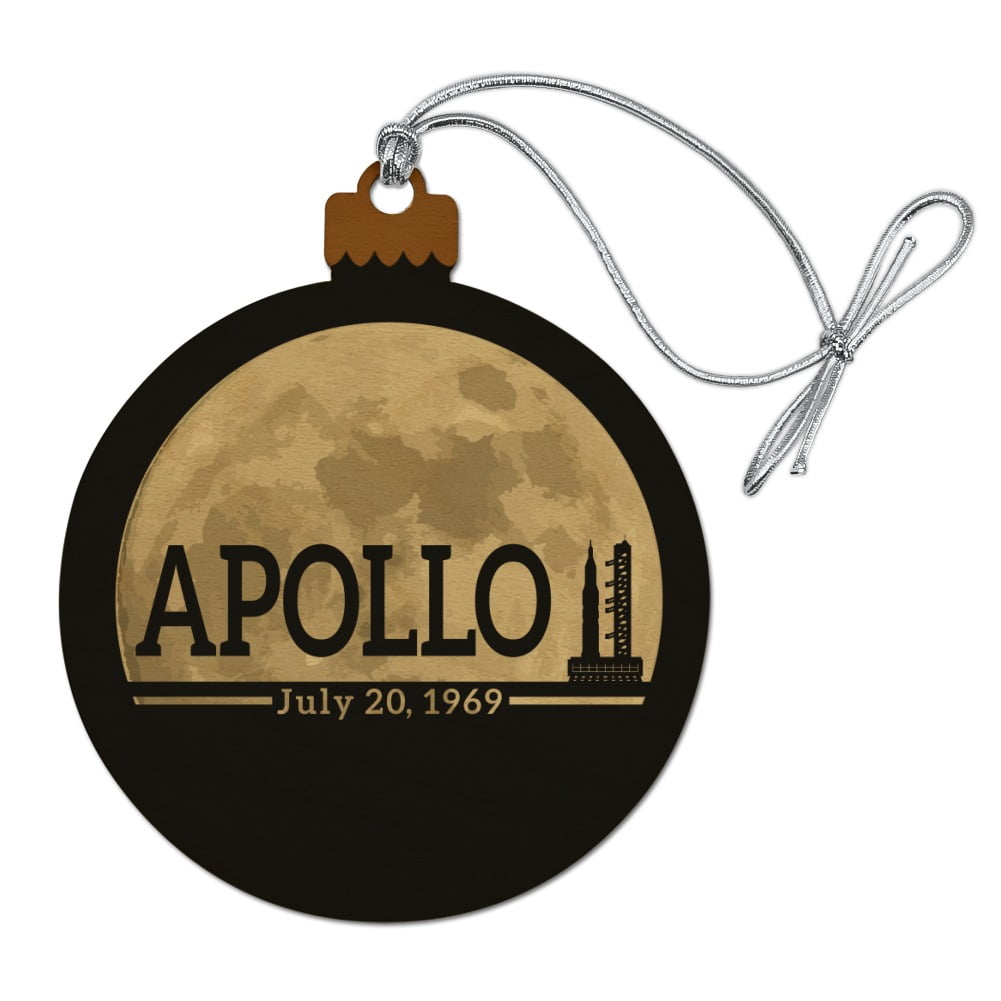 NASA Apollo 11 Moon with Saturn V Rocket and Launchpad Wood Christmas ...