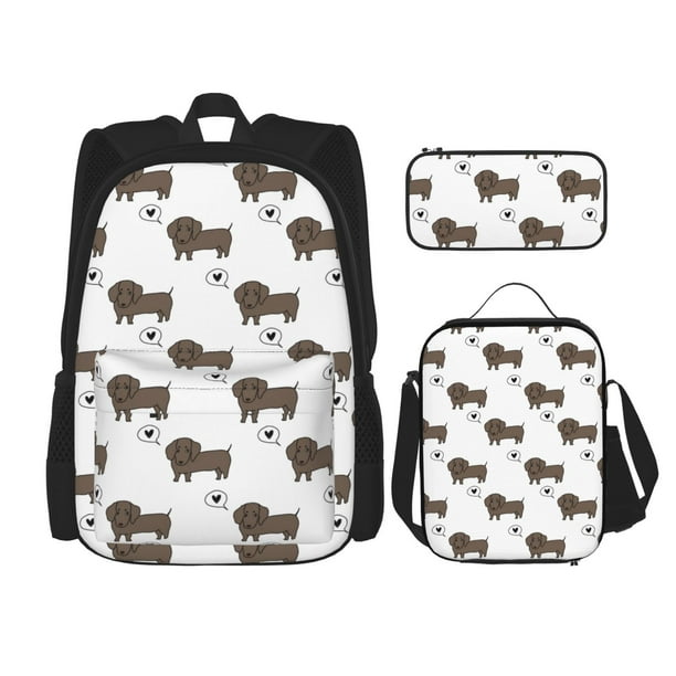 Fotbe Dachshund Dog Set Escolar 3 en 1 para Niños - Mochila Duradera con Lonchera Aislante y ...