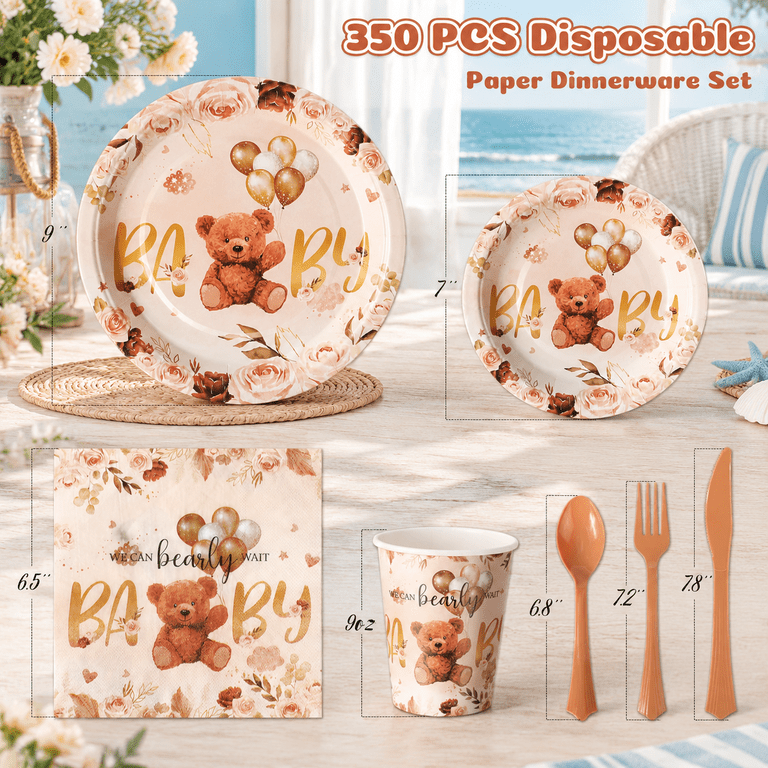 350 Bear Disposable Plates Fall Shower Tableware Set - Walmart.com