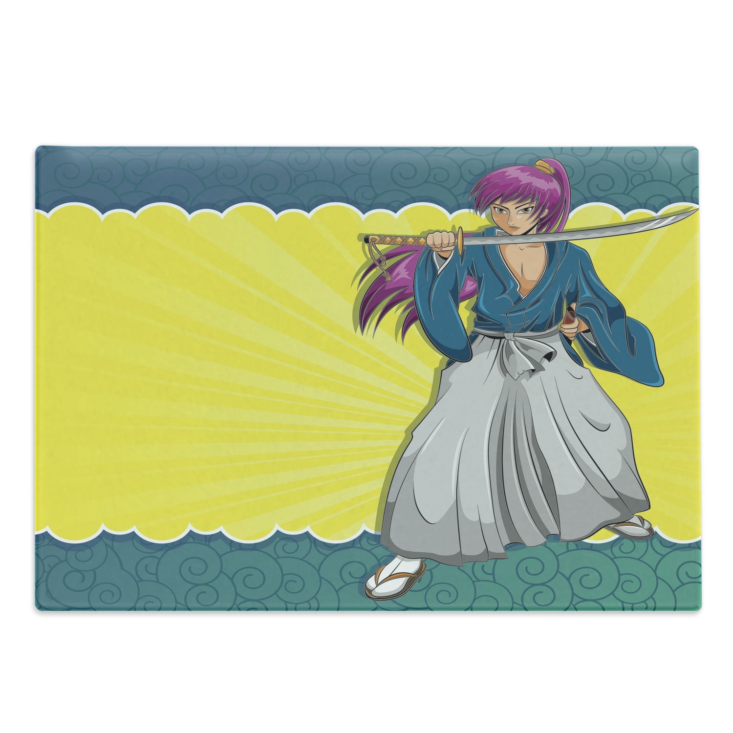 Anime Cutting Board, Manga Style Girl Samurai Warrior Character on ...