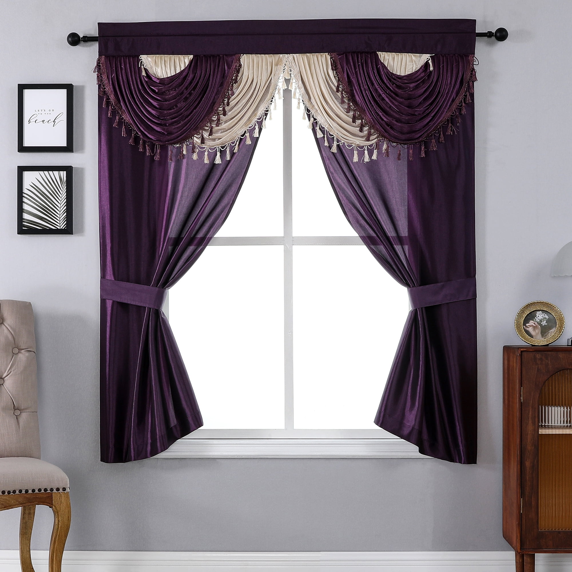Regal Home Collections 5-Piece Window Curtain Set with Valance and ...