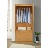 Hodedah Two Door Wardrobe with Two Drawers and Hanging Rod Plus Mirror ...