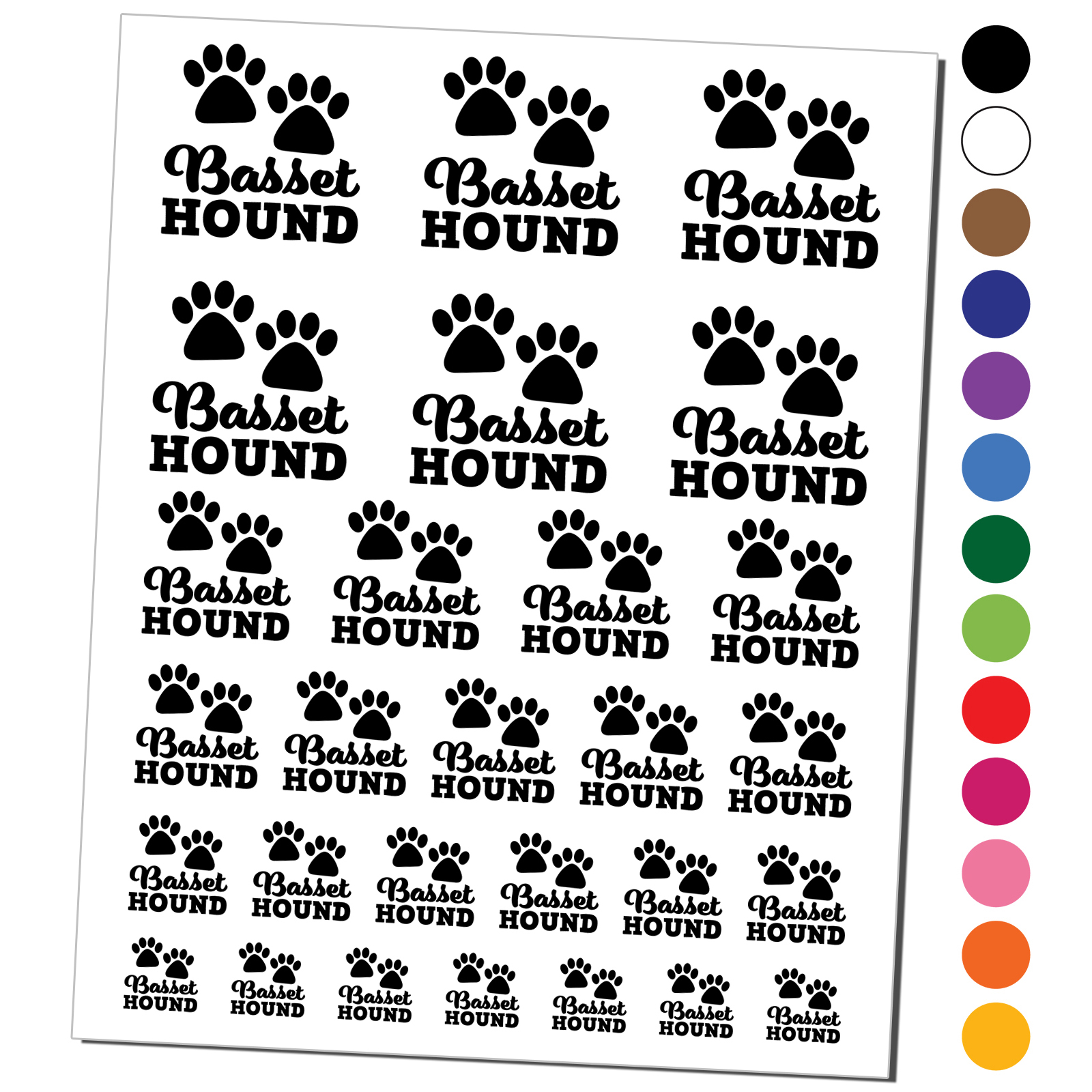 Basset Hound Dog Paw Prints Fun Text Water Resistant Temporary Tattoo ...