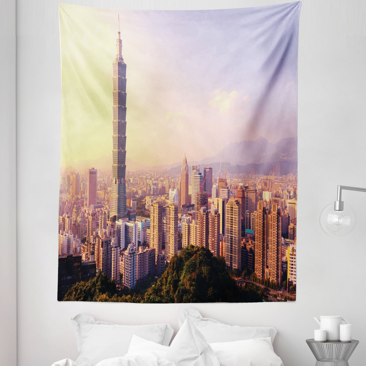 Landscape Tapestry, Evening Skyline of Taipei Taiwan Cityscape Modern ...