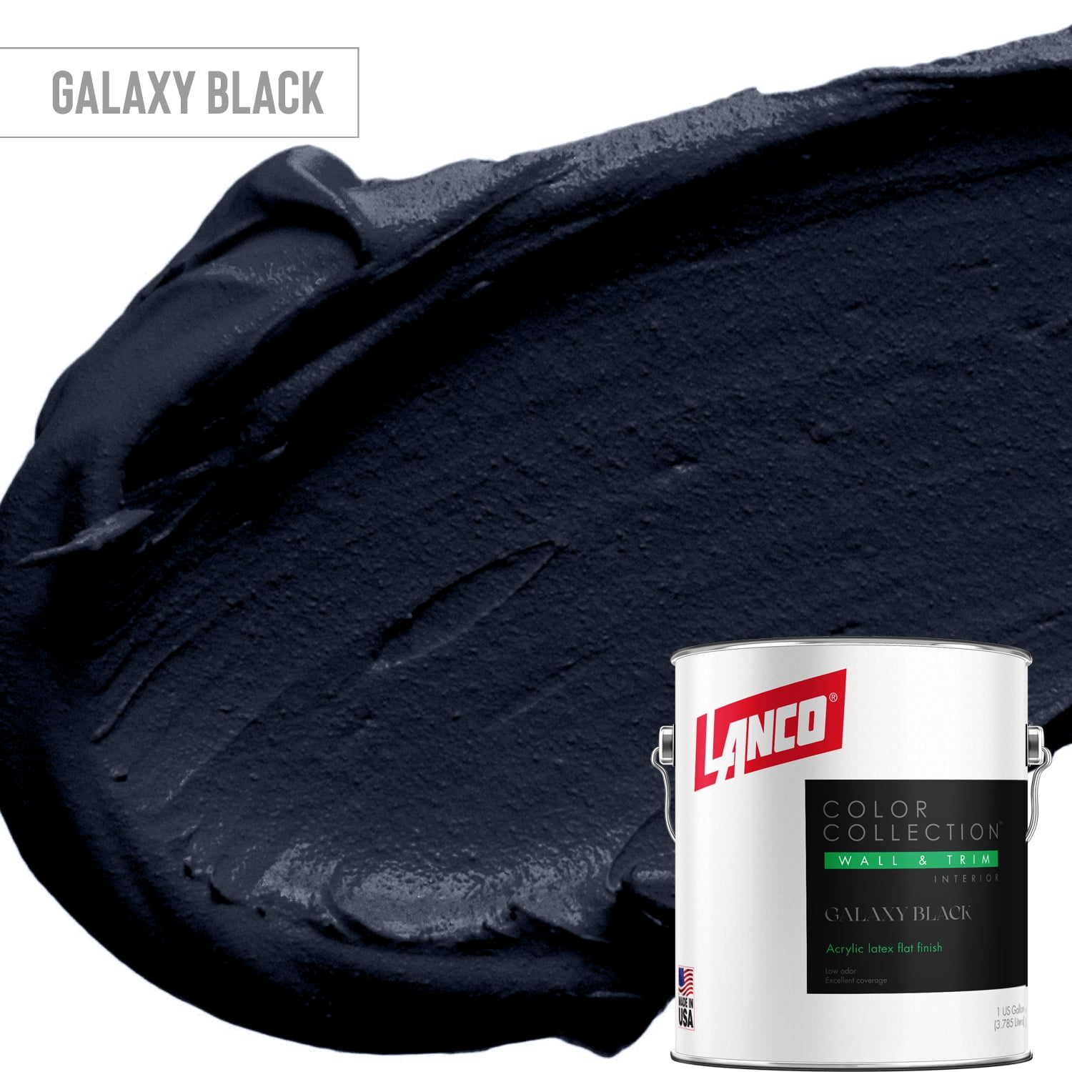 Lanco Color Collection Flat Interior Wall & Trim Paint, Galaxy Black ...