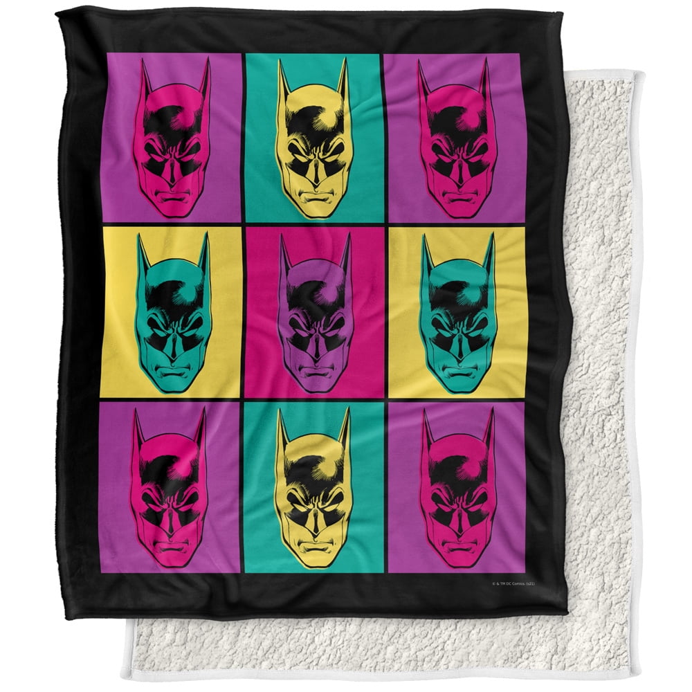 Batman Blanket, 50"x60", Warhol Batman Silky Touch Sherpa Back Super ...