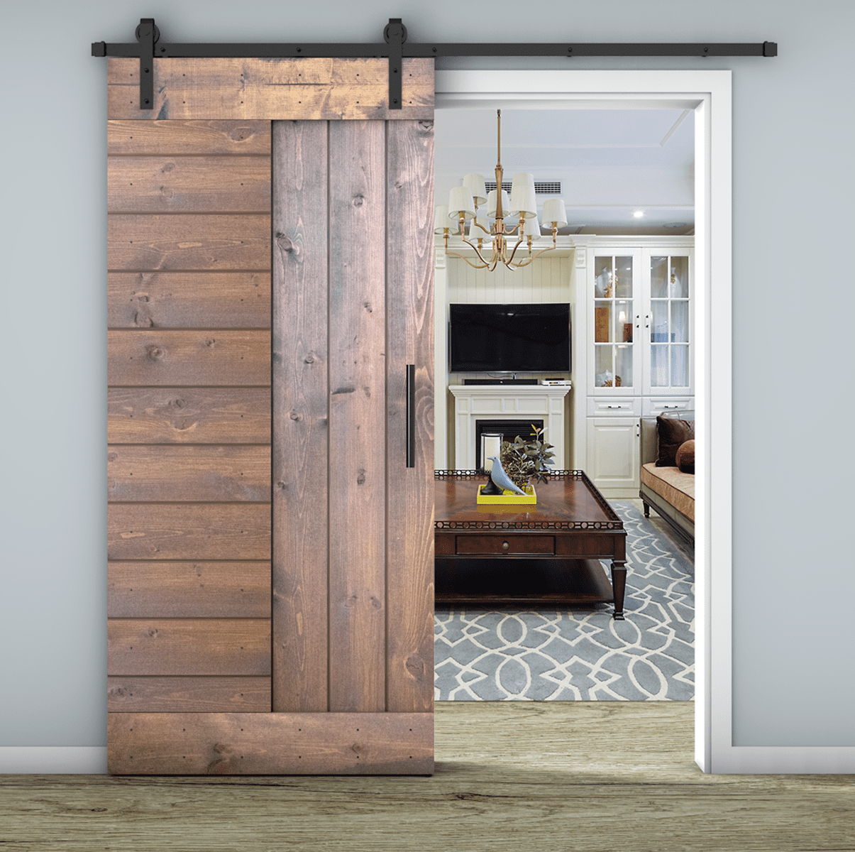 Essencaliy 38in x84in Solid Wood Barn Door, Made-in-USA Farmhouse ...