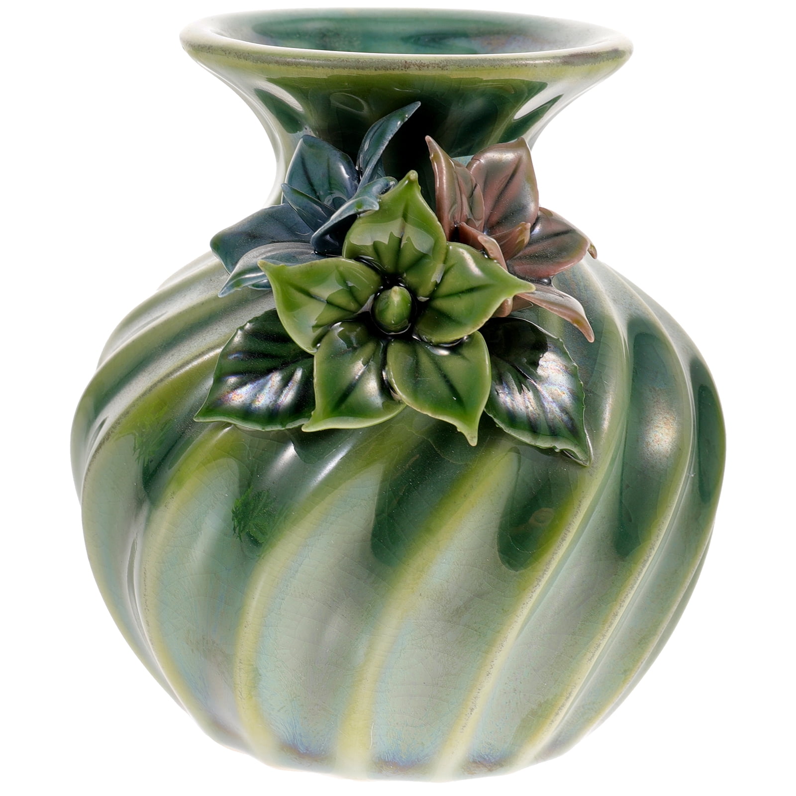 Ceramic Flower Vase Modern Decorative Vases with Exquisite 3D Flowers ...