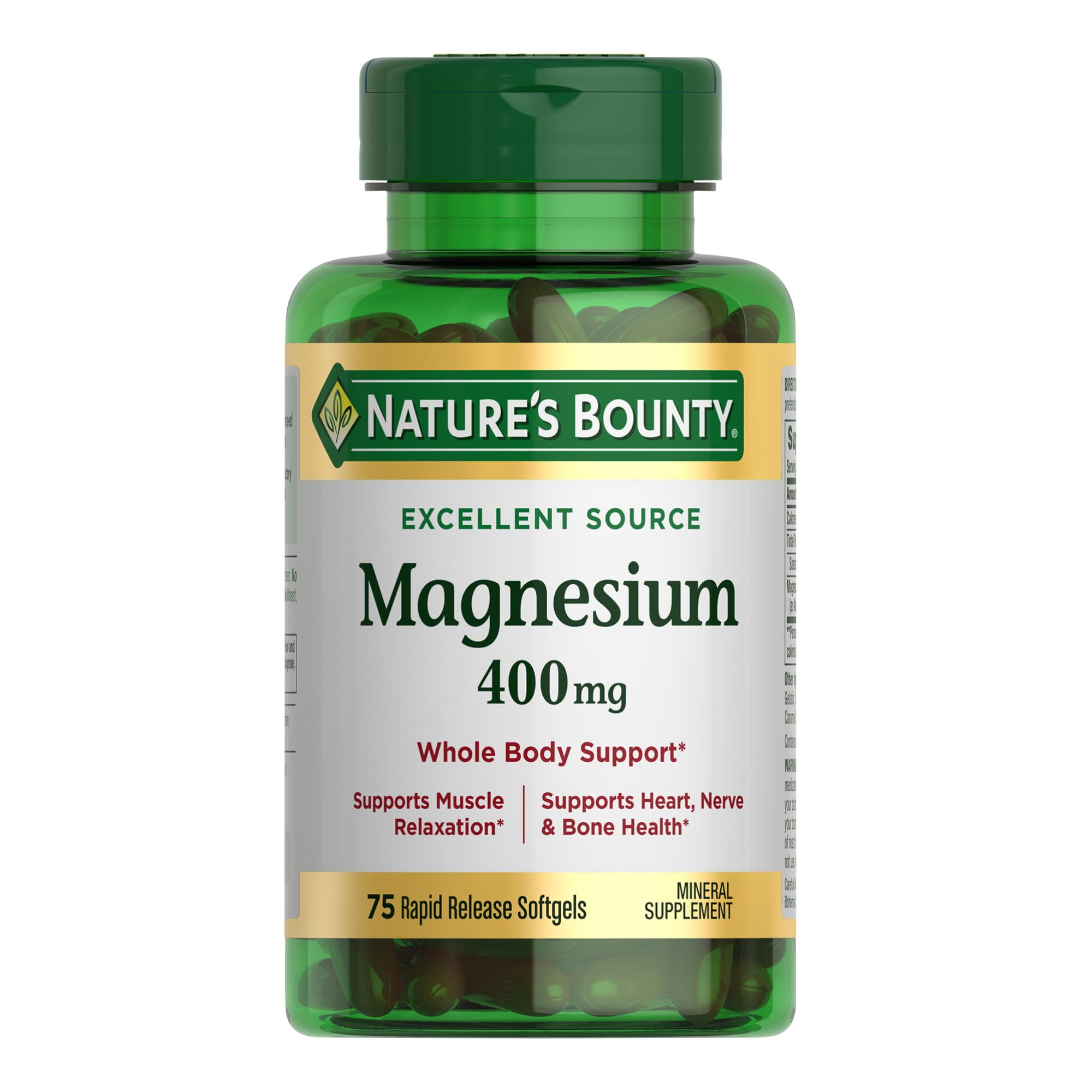 Suplemento Nature's Bounty Magnesio 400 mg 75 cápsulas blandas ...