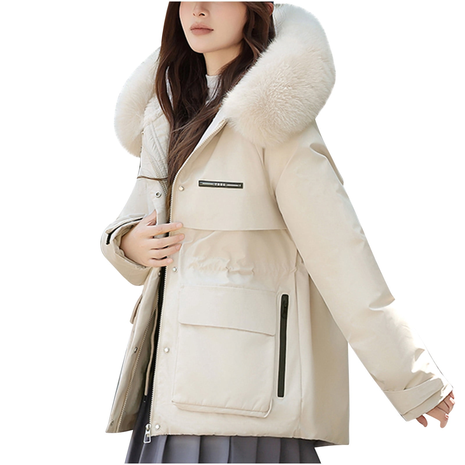 Click here for Ecqkame Womens Down Jackets Big Hair Collar Solid... prices