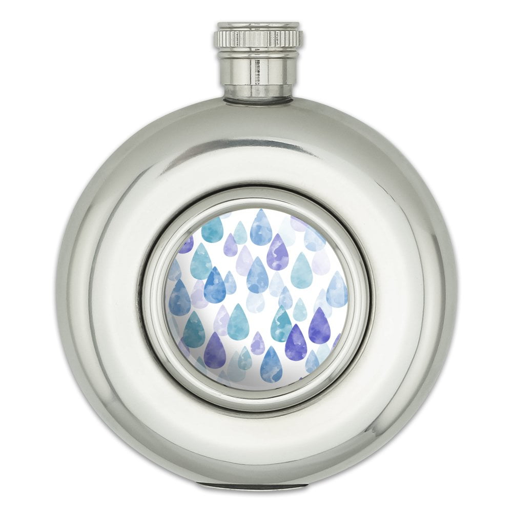 Watercolor Raindrops Pattern Round Stainless Steel 5oz Hip Drink Flask ...