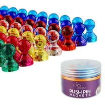 OfficeMate Magnetic Push Pin Magnets, Assorted Translucent Colors, Pack ...