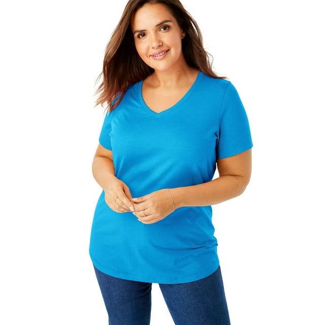 Woman Within Plus Size Perfect V Neck Tee
