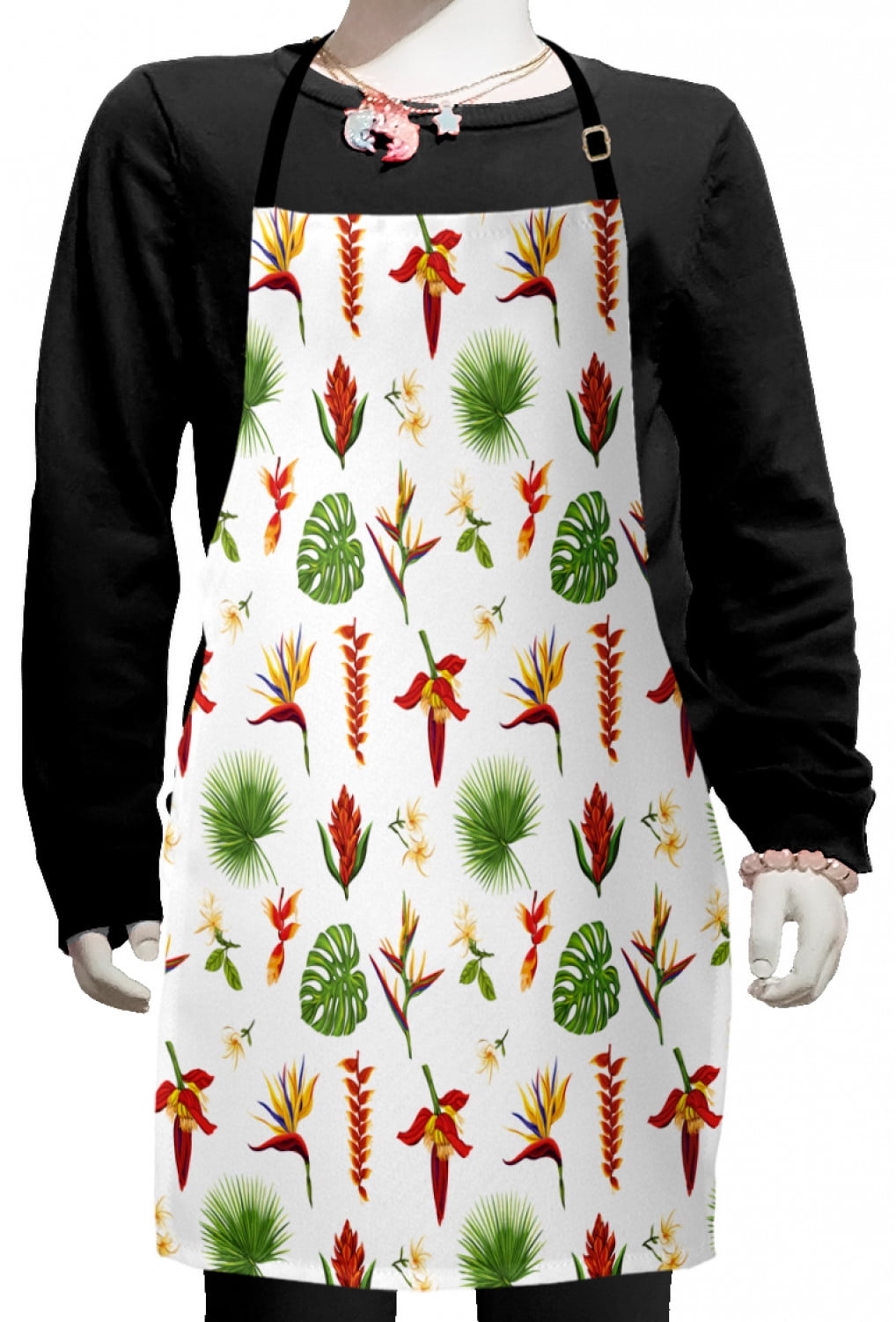 Tropical Kids Apron, Pinnation Monstera Leaf Strelitzia Exotic Plants ...
