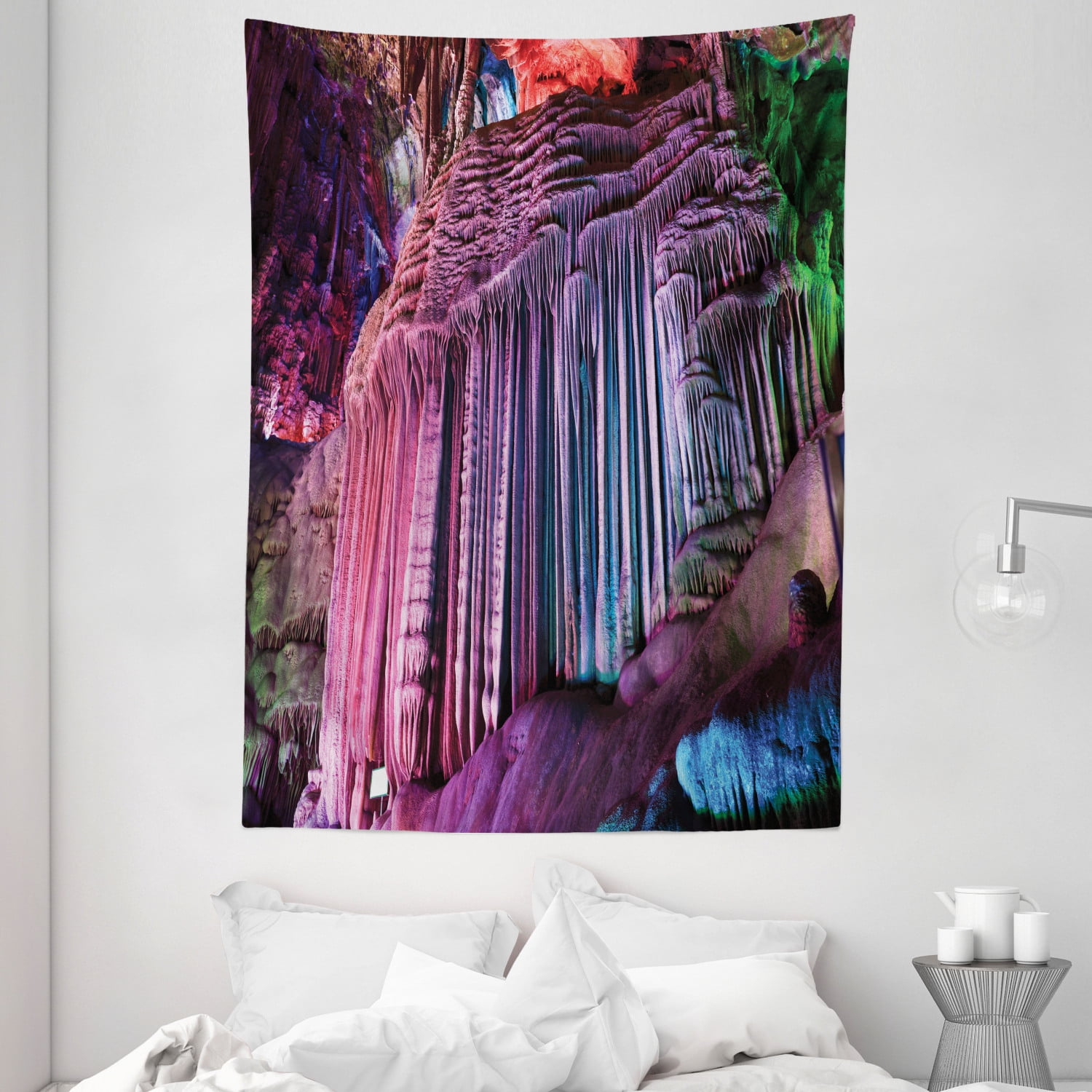 Natural Cave Tapestry, Silver Stalactites Typical Chinese Karst Asian ...