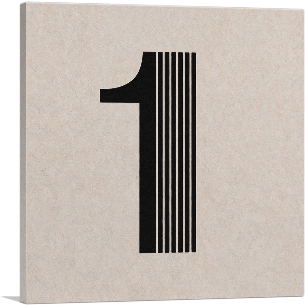 ARTCANVAS Beige Black Line Alphabet Number 1 One Numeral Canvas Art ...