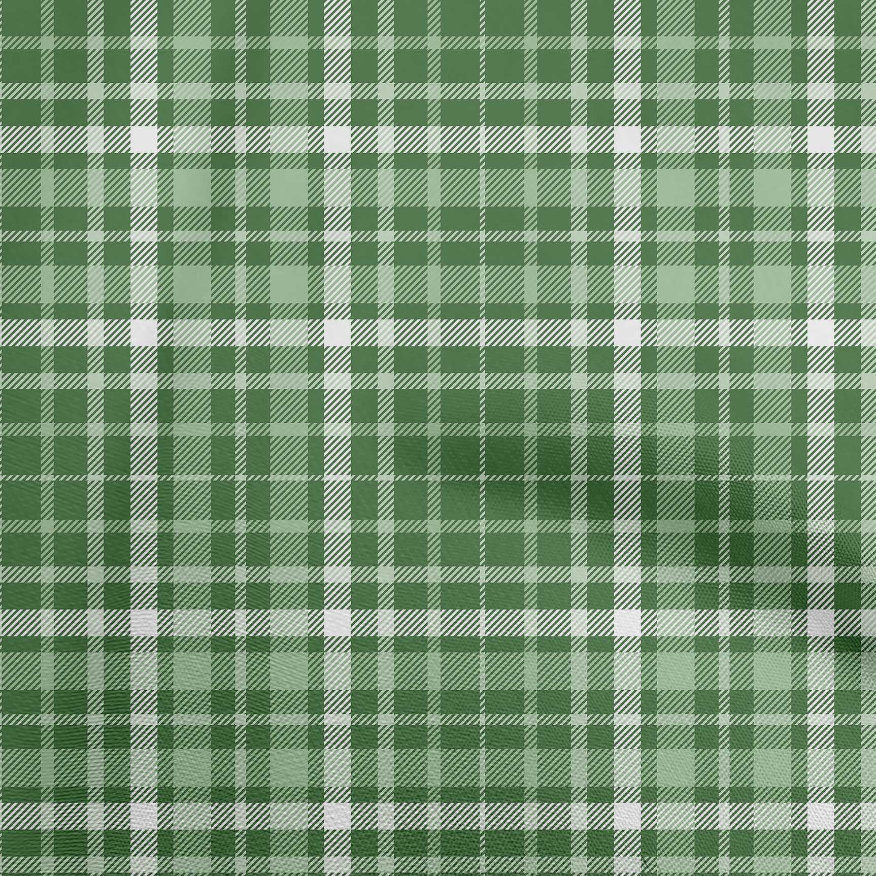 oneOone Cotton Silk Dark Green Fabric Check Diy Clothing Quilting ...