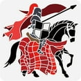 1Pc Knight on Horse Stencils 11.8x11.8 inch Spears Shields Stencil ...