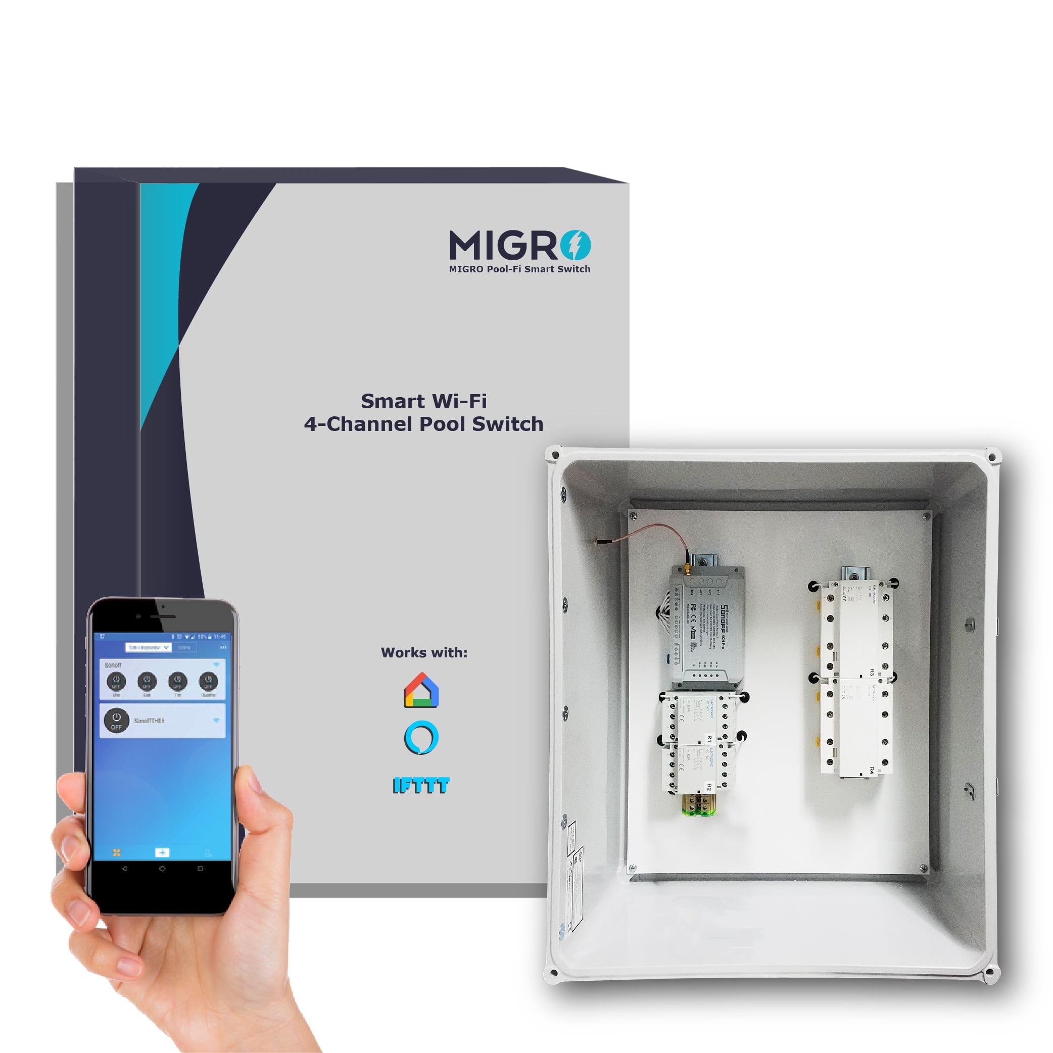 Migro Pool-Fi Smart Wi-Fi Pool Automation Outlet Box, Heavy Duty 60A ...