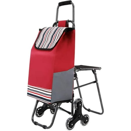 Folding Shopping Cart - Stair Climbing Cart with Tri-Wheels - Grocery ...