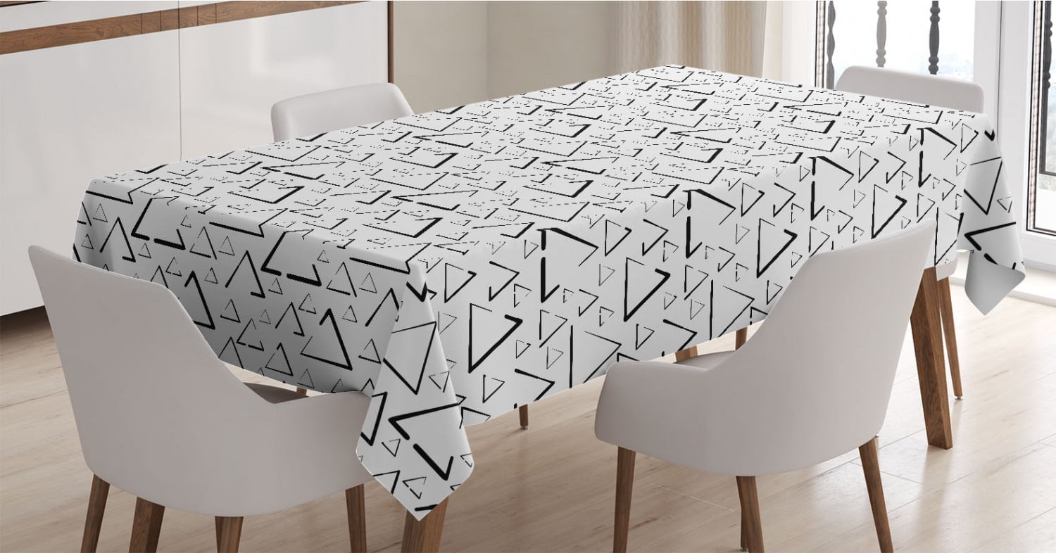 Geometric Tablecloth, Hand Drawn Triangles Creative Abstract Minimalist ...