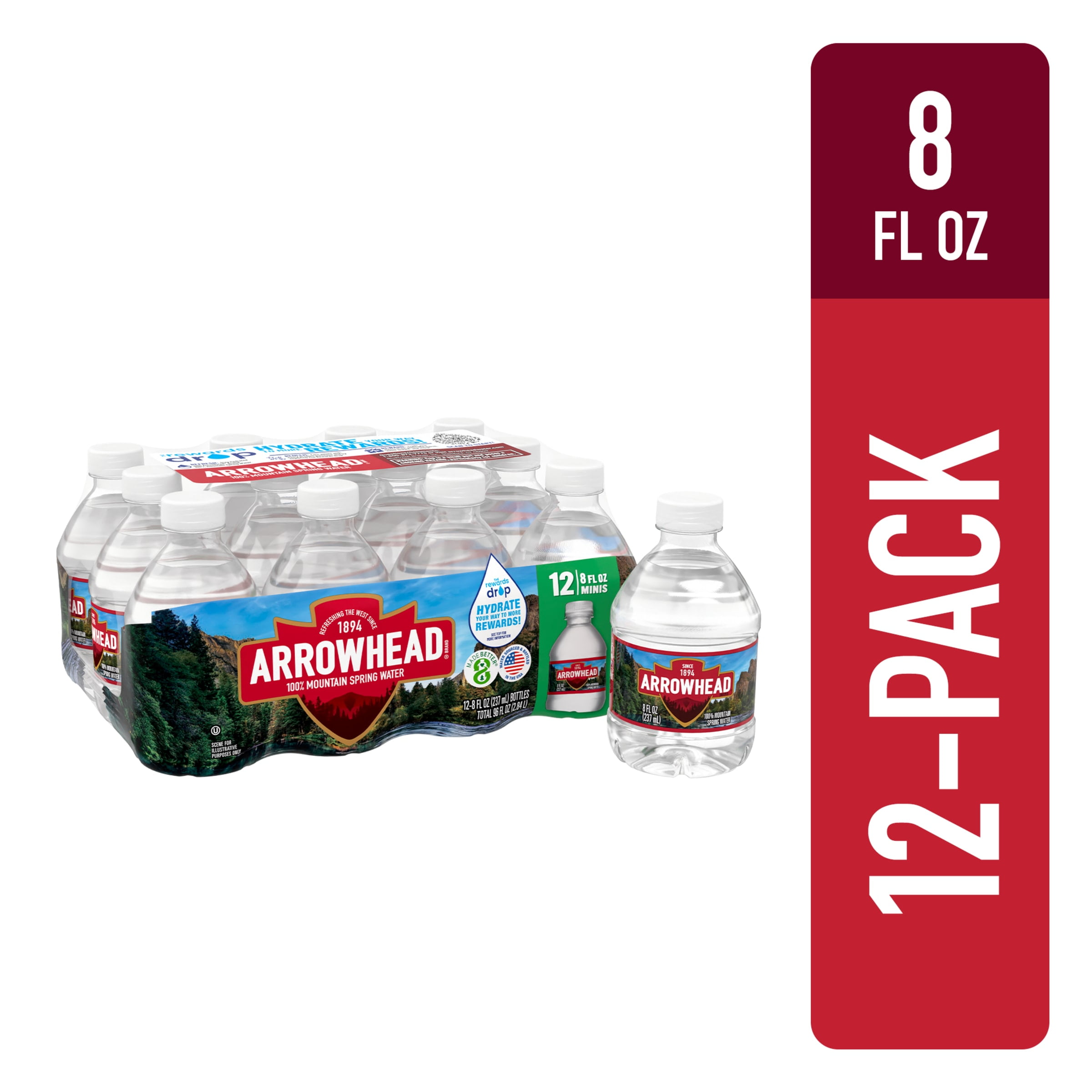 ARROWHEAD Brand 100% Mountain Spring Water, 8-ounce mini plastic ...