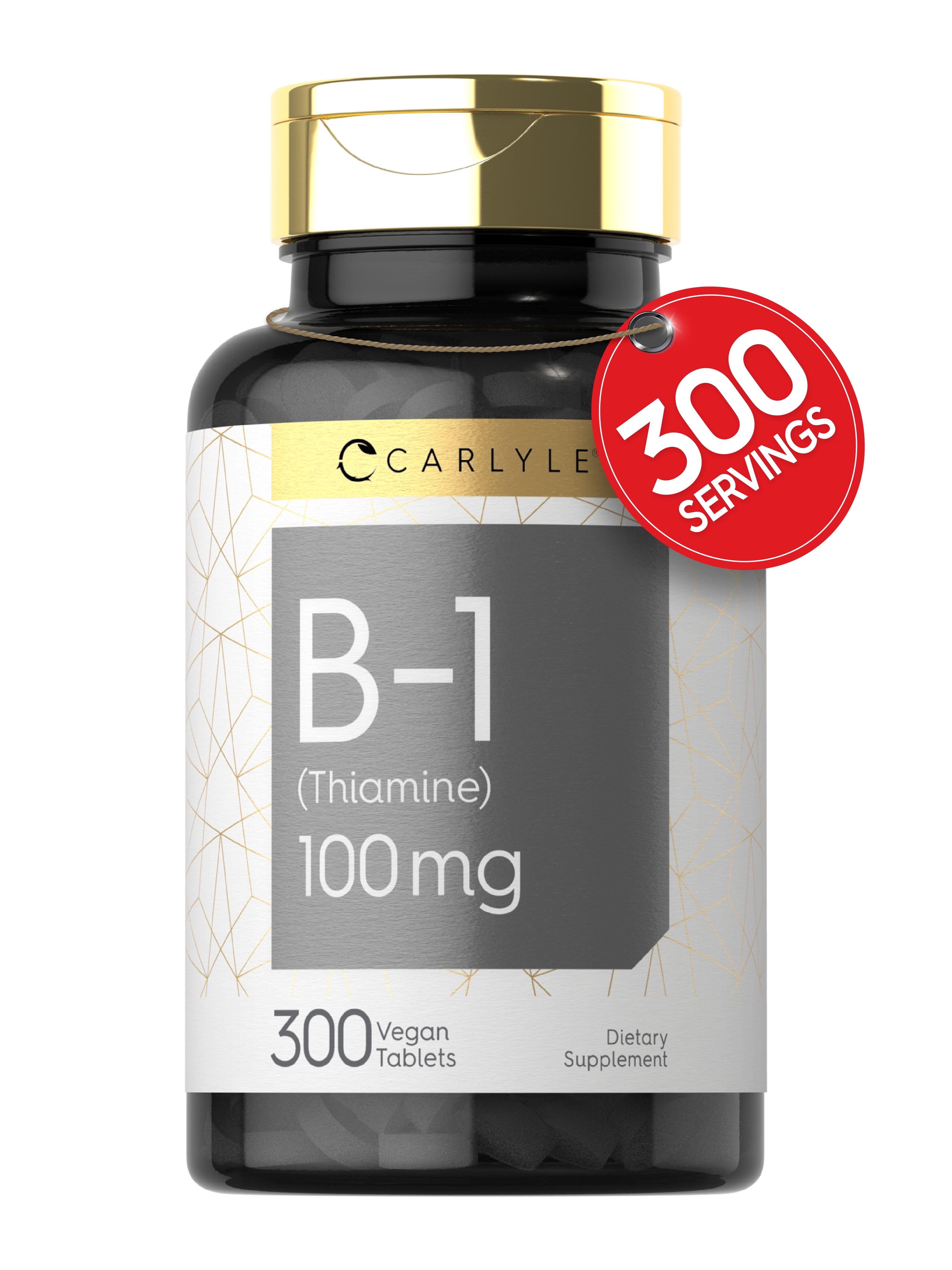 Vitamin B-1 | 100mg | 300 Tablets | Thiamin Supplement | by Carlyle ...