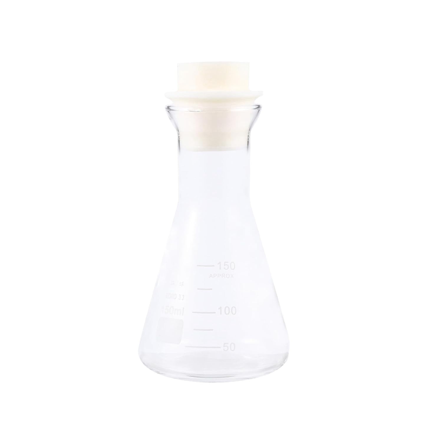 Matraz Cónico De Vidrio Para Química 150 Ml Con Corcho Boca Ancha ...