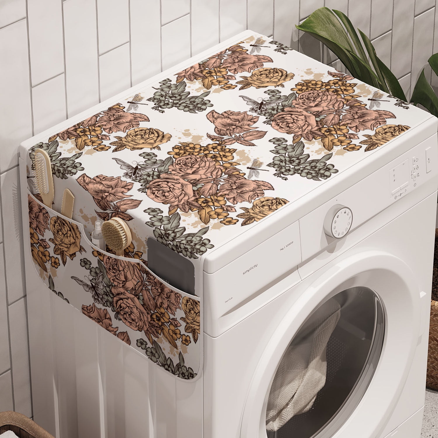 Vintage Washing Machine Organizer, Antique Victorian Garden Pattern ...