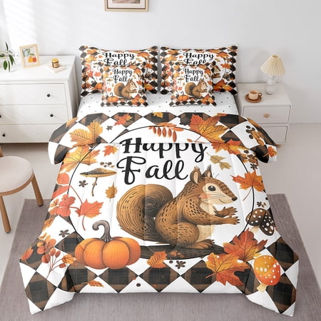 YST Fall Squirrel Decor Bedding Set With Sheet Set 7 Piece Woodland ...