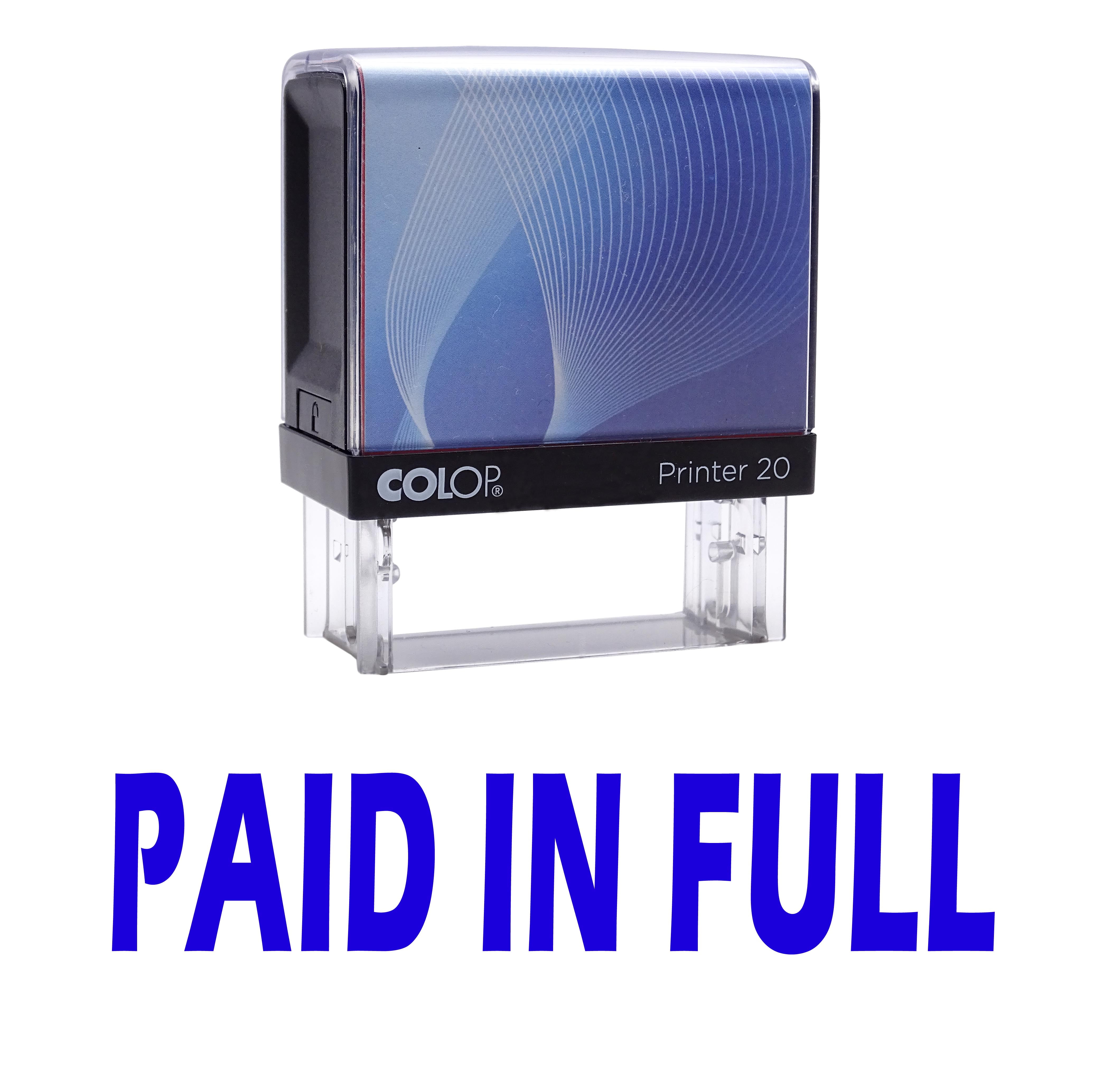 PAID IN FULL Self Inking Rubber Stamp Small Blue Ink Office Stock Stamp ...