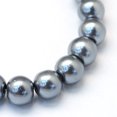 20 Strand Baking Painted Pearlized Glass Pearl Round Bead Strands Slate ...