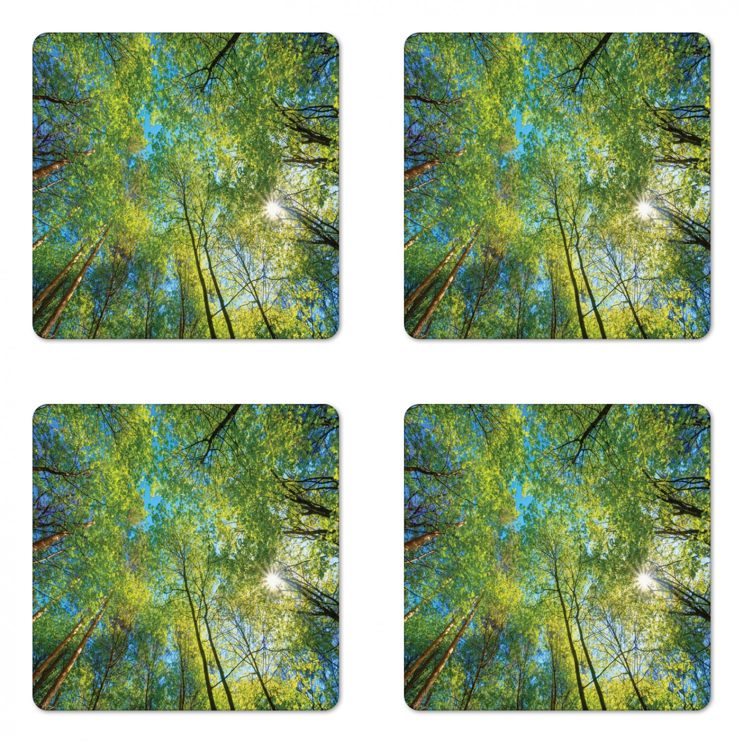Forest Coaster Set of 4, Evergreen Back Nature Area Mother Earth Lime ...