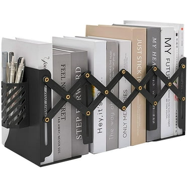 Expandable Book Organizer with Pen Holder, Happon Book Ends for Heavy ...