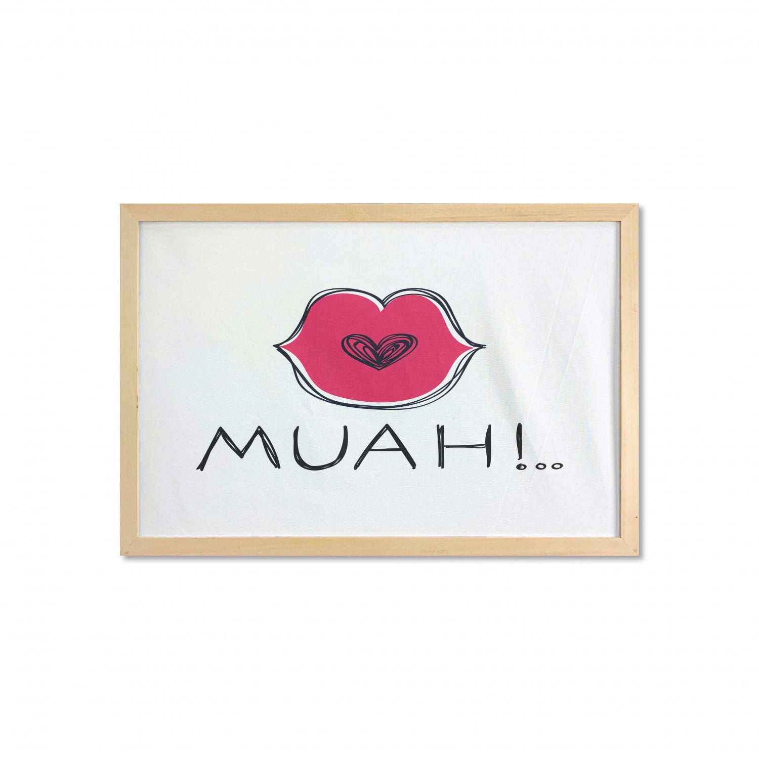 Kissing Wall Art with Frame, Love Themed Composition of Lip Sending ...