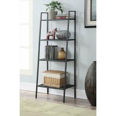 Zimtown 4 Tier Metal Leaning Ladder Shelf Bookcase Bookshelf Storage ...
