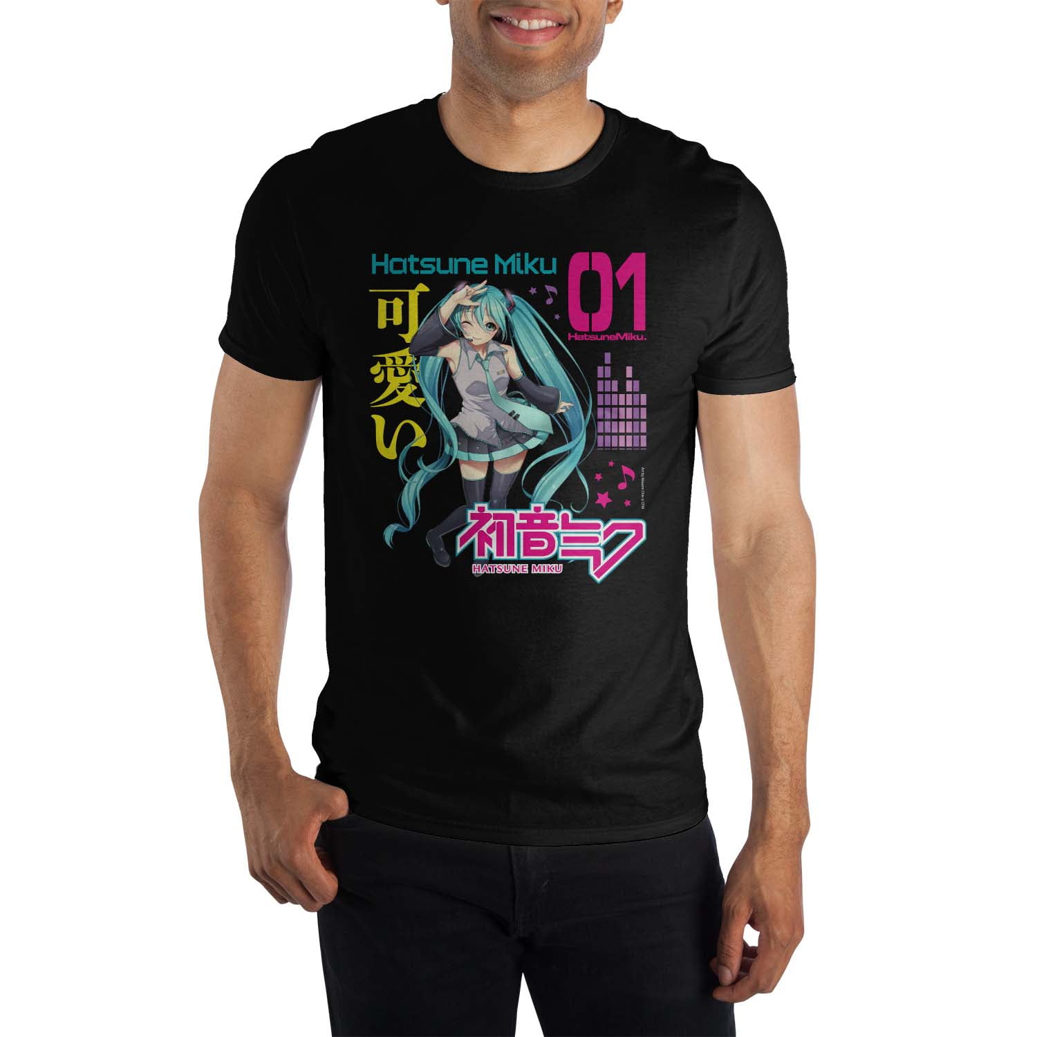 Click here for Bioworld Hatsune Miku Kanji Music Adult Black T-Sh... prices