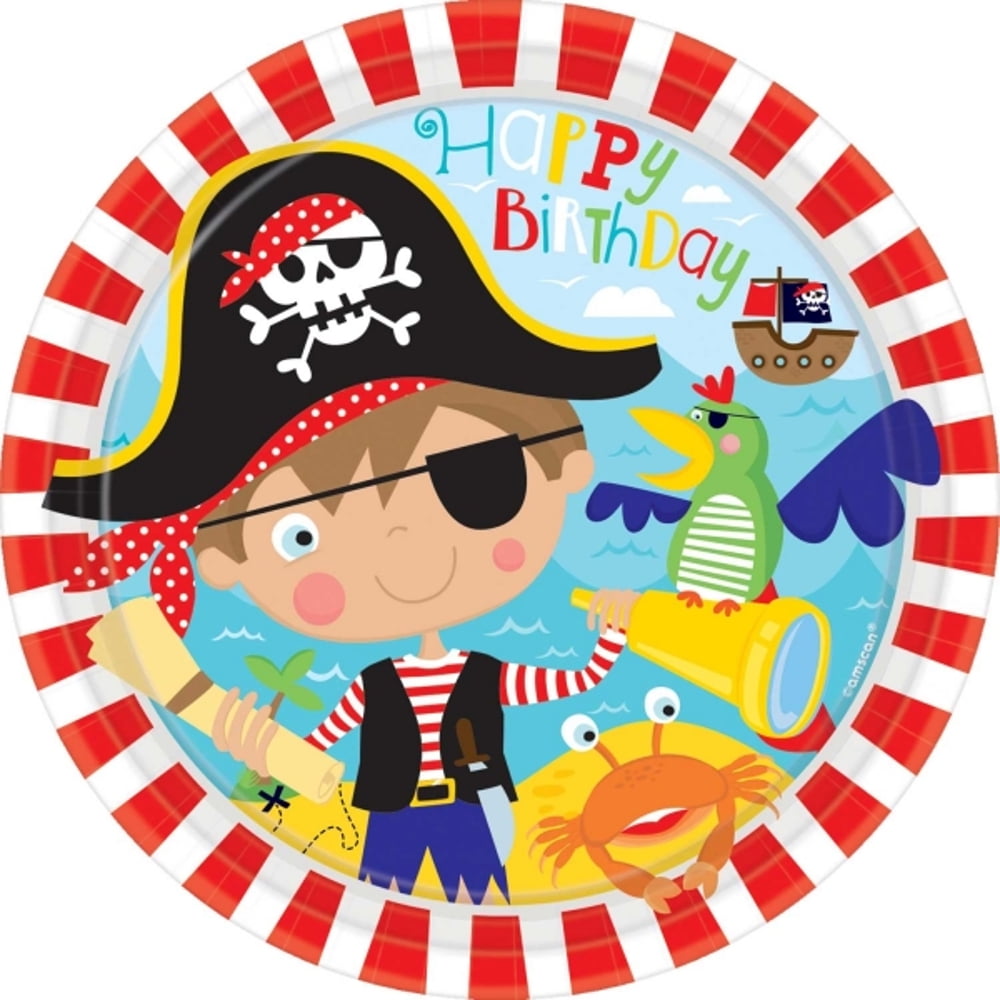 Amscan Little Pirate 9 inch Paper Party Plates, 8 Count - Walmart.com
