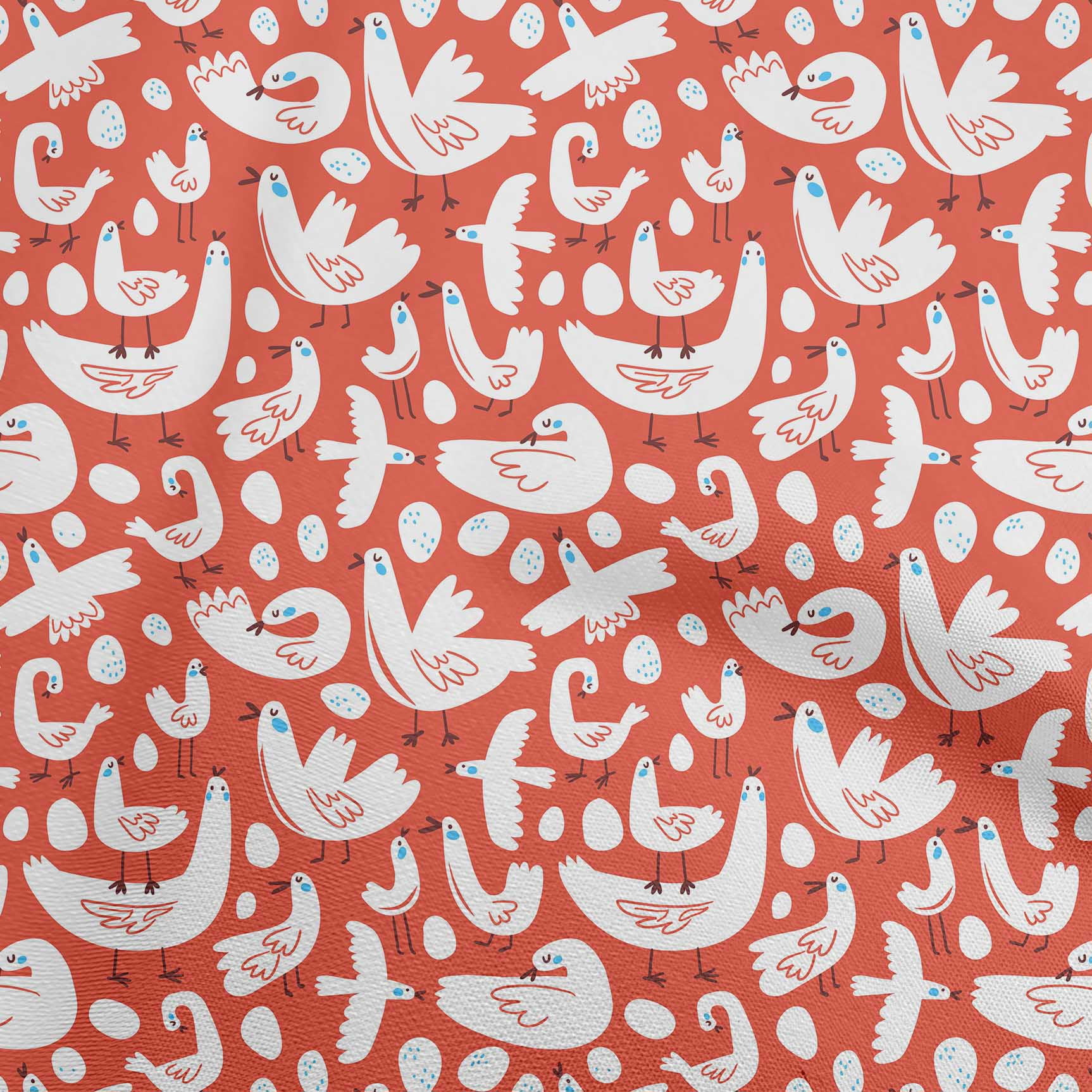oneOone Viscose Chiffon Red Fabric Bird Fabric For Sewing Printed Craft ...