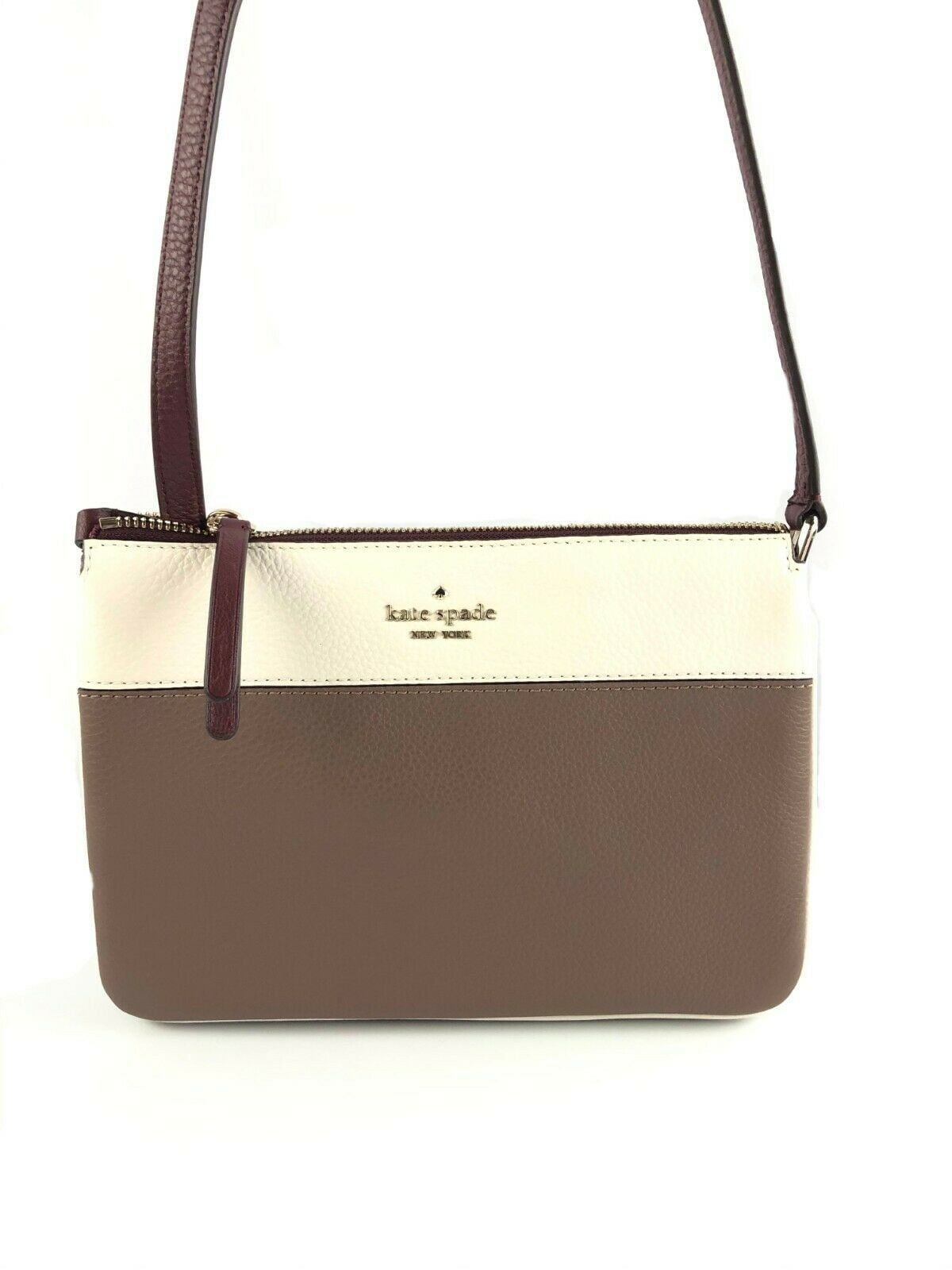 Kate Spade Jackson Leather Triple Gusset Crossbody Handbag (Neutral ...