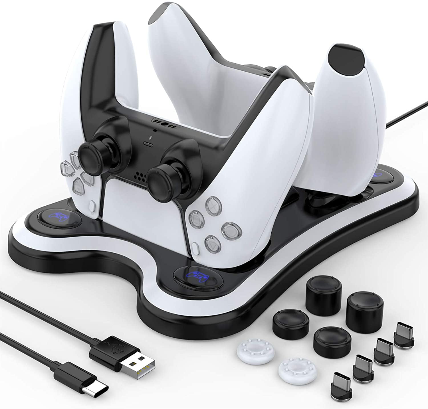 PS5 Controller Charger Station, HEYSTOP Dual USB Type C PS5 Controller ...