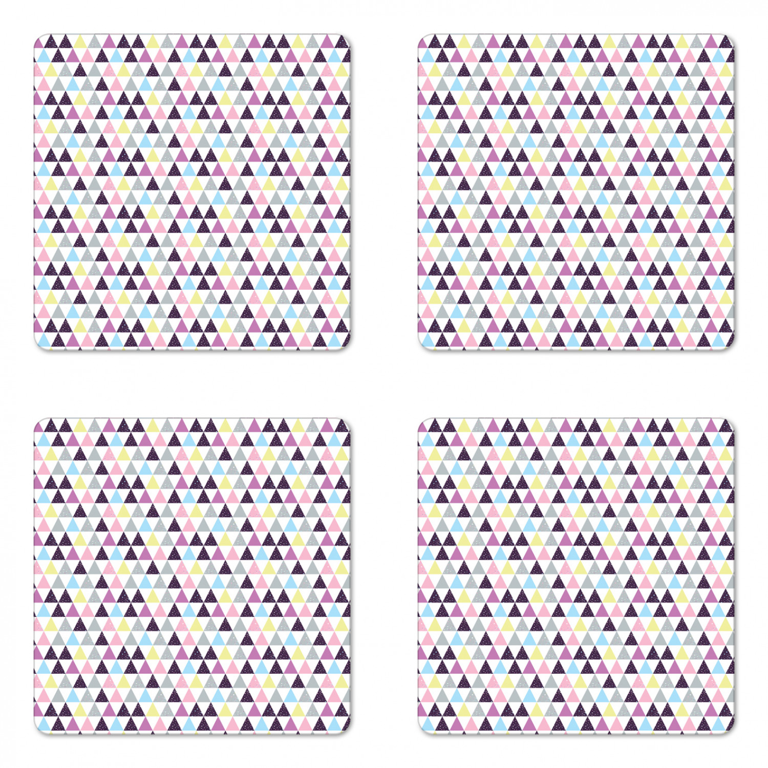 Geometric Coaster Set of 4, Triangle with Grunge Effect Colorful Paint ...